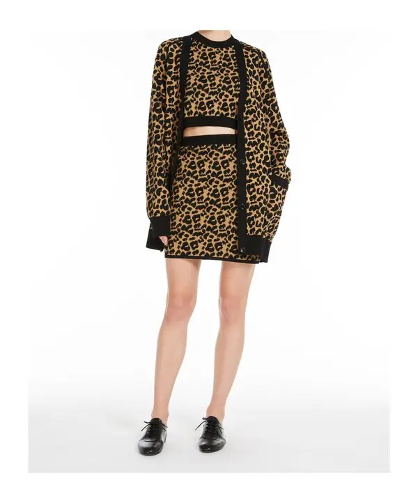 Max Mara Leopard Jacquard V-neck Cardigan