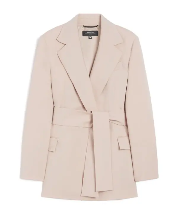 Max Mara Belted Wool Blazer - Powder
