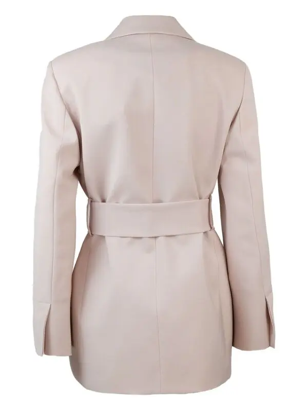 Max Mara Belted Wool Blazer - Powder