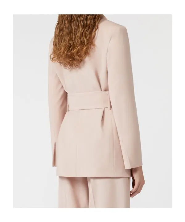Max Mara Belted Wool Blazer - Powder