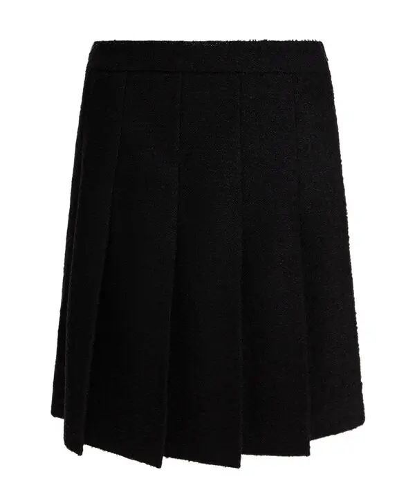 Celine Pleated Bouclette Skirt - Black