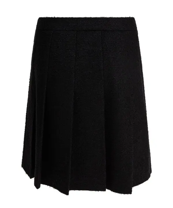 Celine Pleated Bouclette Skirt - Black