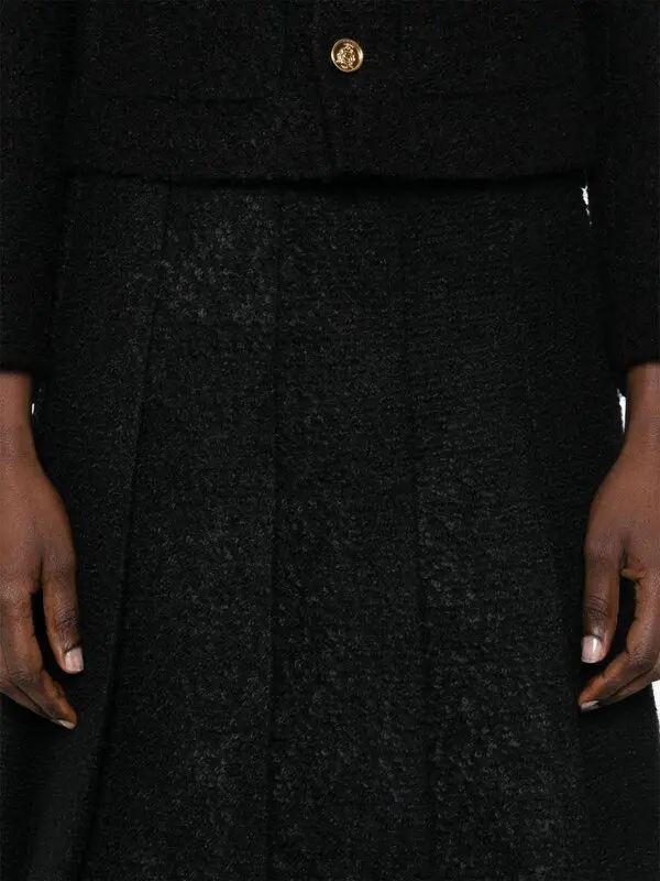 Celine Pleated Bouclette Skirt - Black