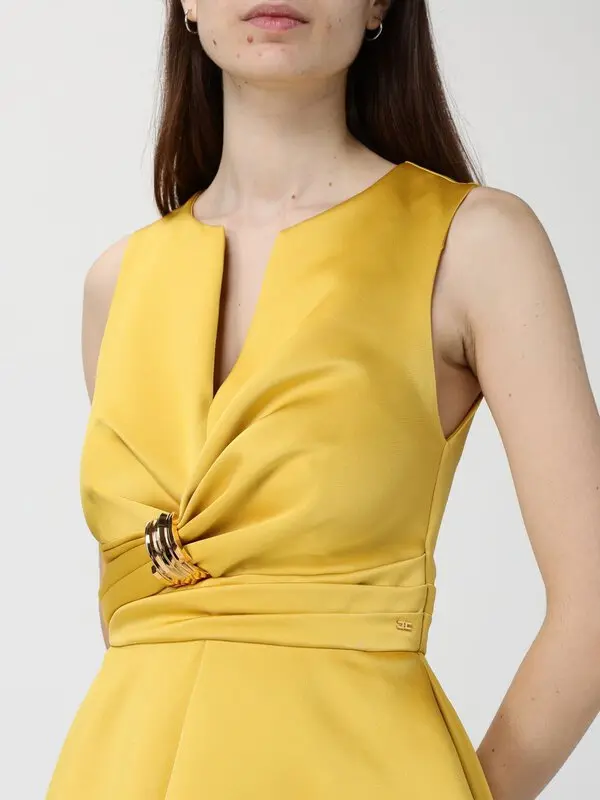 Elisabetta Franchi Duchess Satin Dress - Yellow