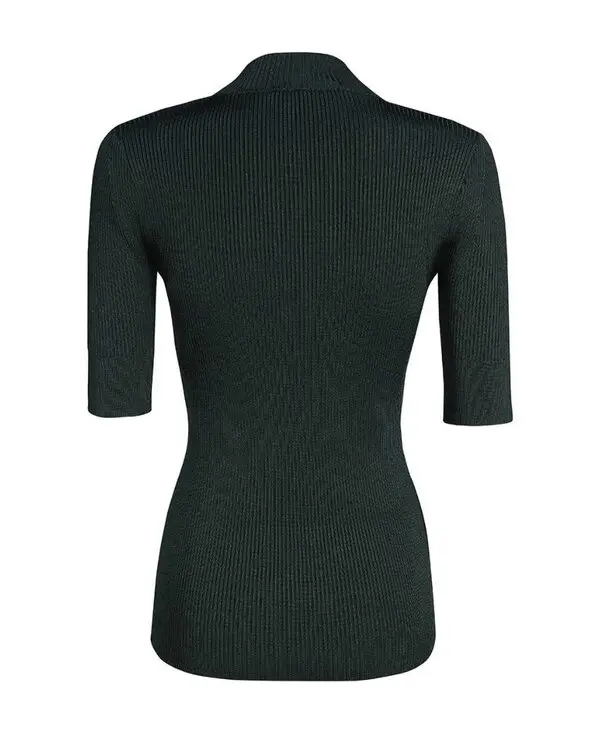 Stella McCartney Mock Neck Ribbed Knit Top - Black