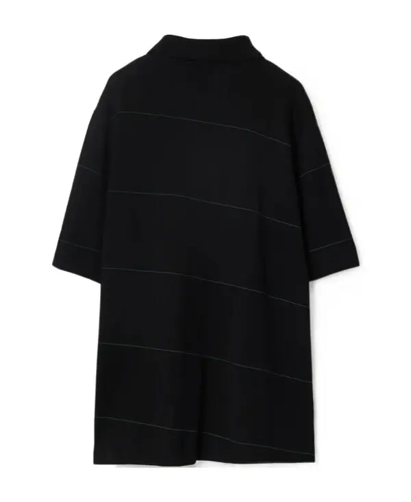 Burberry Striped Logo Embroidered Polo Shirt - Black