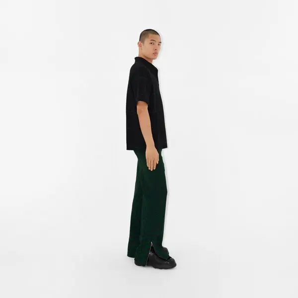 Burberry Striped Logo Embroidered Polo Shirt - Black