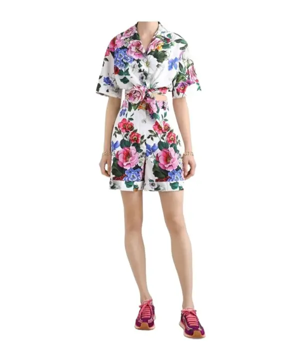 Dolce & Gabbana High Waisted Floral Printed Shorts - Multicolor