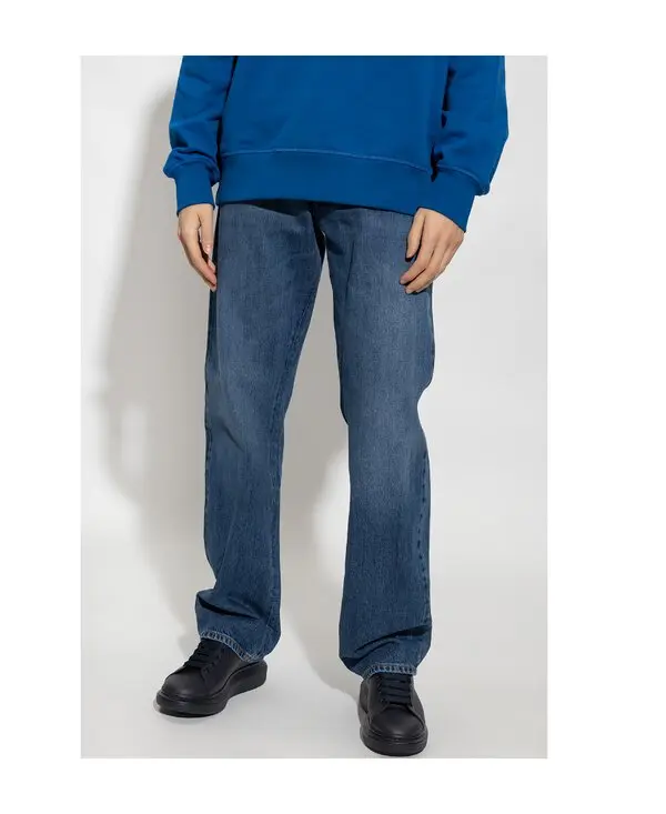 Alexander McQueen Straight Leg Turn-up Jeans - Blue