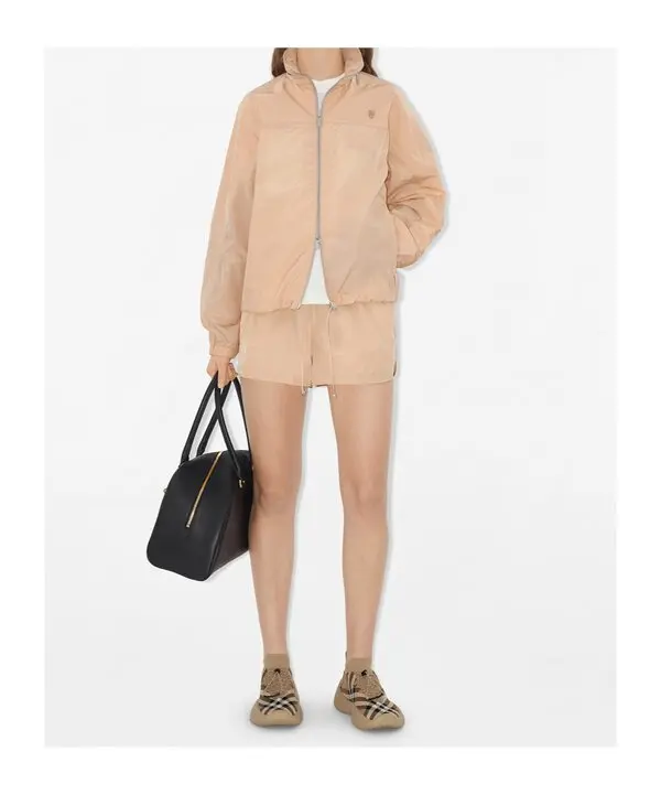 Burberry Logo Plaque Zipped Jacket