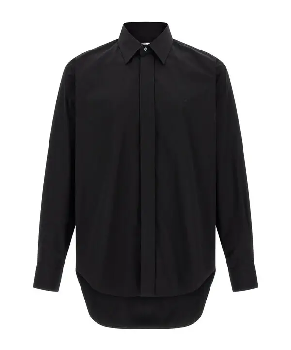 Alexander McQueen Logo Embroidered Long Sleeved Shirt - Black