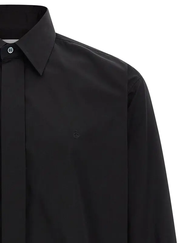 Alexander McQueen Logo Embroidered Long Sleeved Shirt - Black