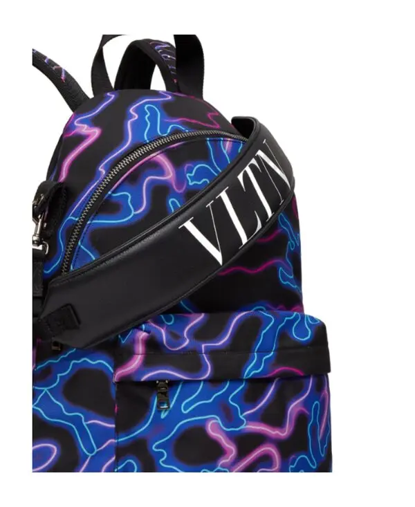 Valentino Garavani Allover Neon Camouflage Printed Backpack