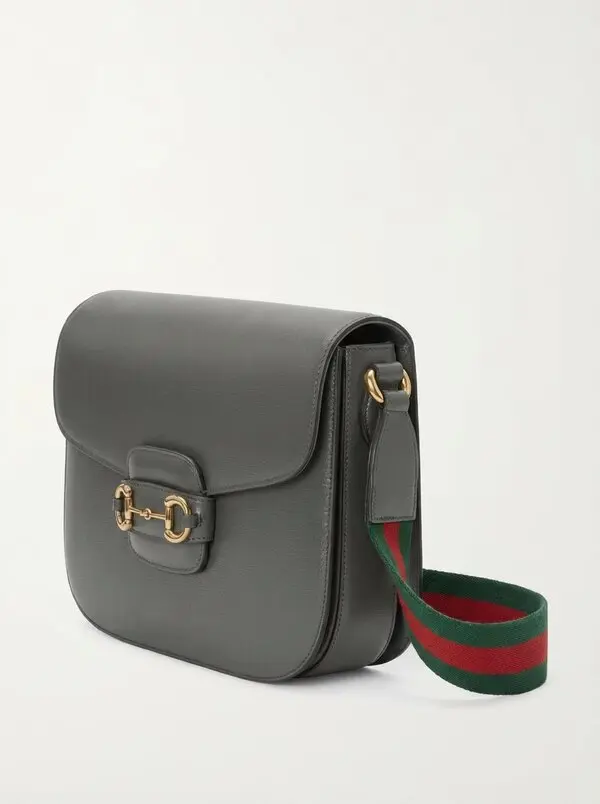 Gucci 1955 Horsebit Logo Plaque Shoulder Bag - Gray