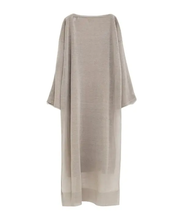 Alaïa Long Sleeve Ribbed Maxi Dress - No