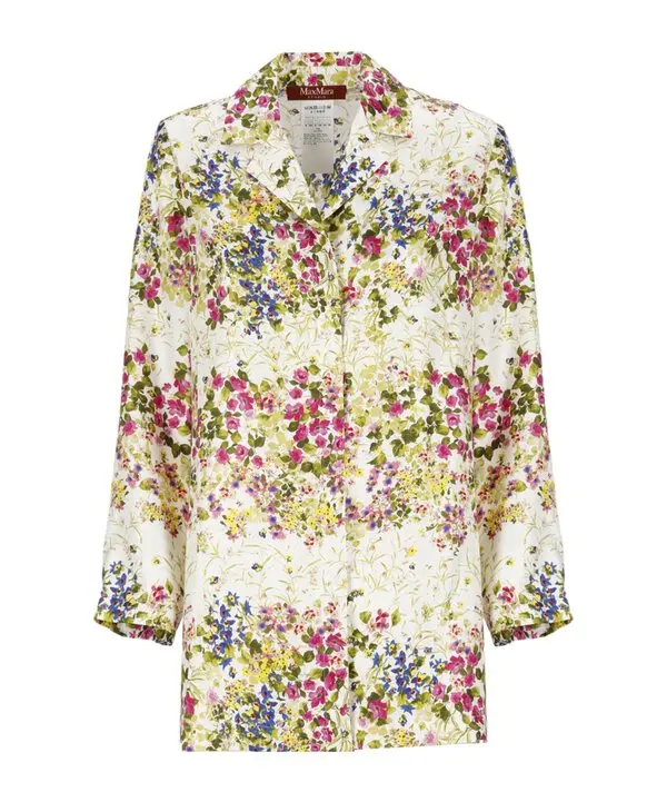 Max Mara Floral Printed Long Sleeve Blouse - White