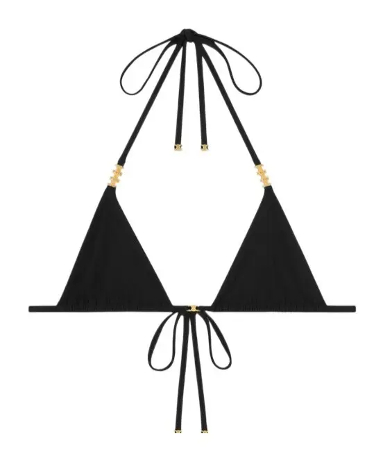 Celine Triomphe Triangle Top In Matte Jersey - Black