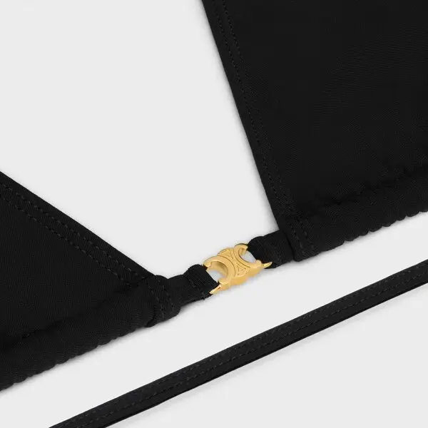 Celine Triomphe Triangle Top In Matte Jersey - Black
