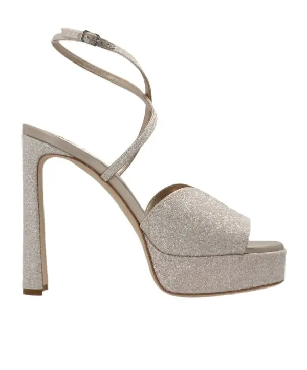 JIMMY CHOO Stiletto Heeled Sandals With Ankle Strap - Gray