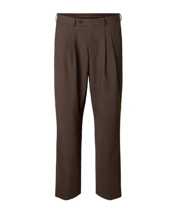 SELECTED Relaxed Fit Suit Trousers - Brown