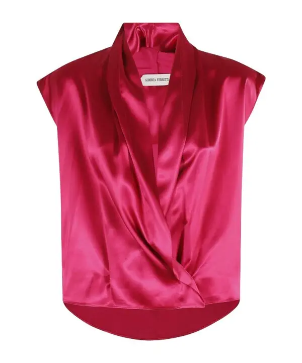 Alberta Ferretti Sleeveless Twisted Blouse - Red