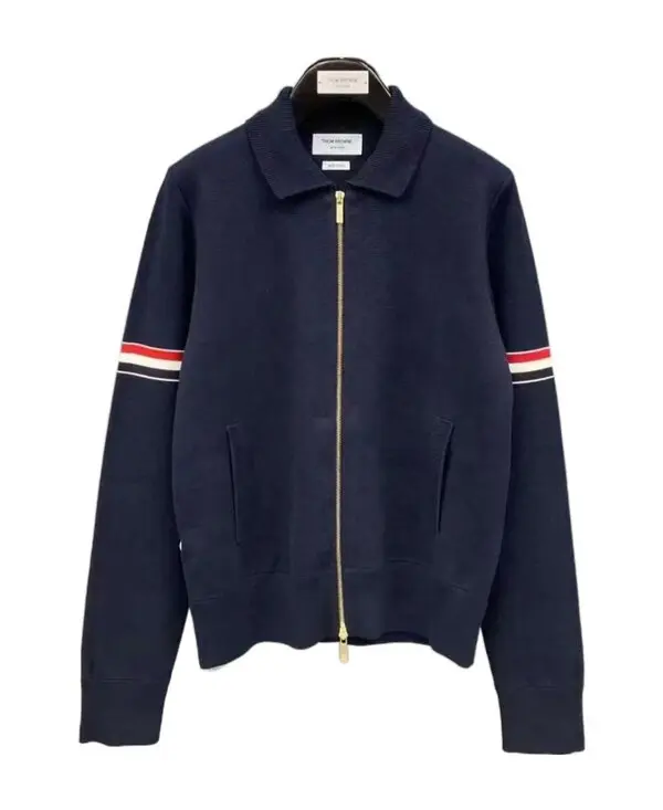 Thom Browne Zip-up Jacket With Striped Sleeves - Blue