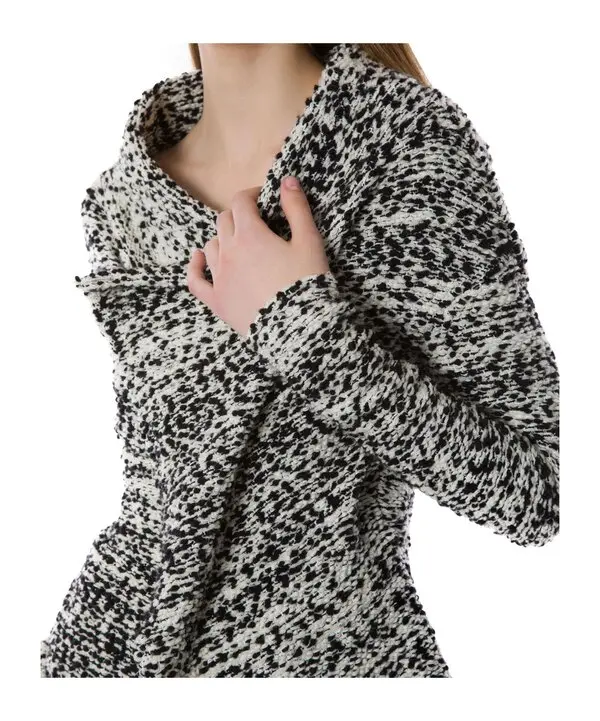Alberta Ferretti Black And White Bouclé Wool Cross-neck Knit Jacket