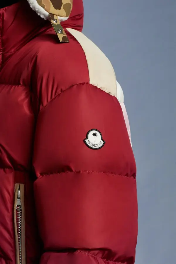 Moncler Hooded Quilted Down Jacket With Palm Tree Print