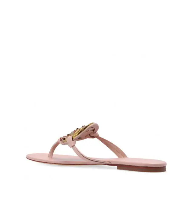 Tory Burch Logo-plaque Flat Sandals - Nude