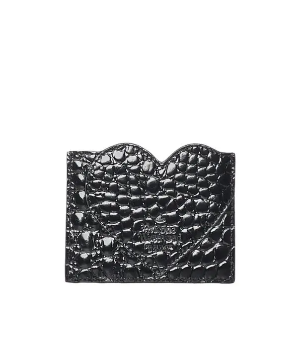 VIVIENNE WESTWOOD Heart Embossed Card Holder - Black