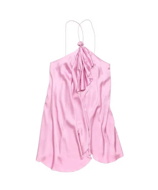 Acne Studios Halterneck Mini Dress With Draped Ruffle Detailing