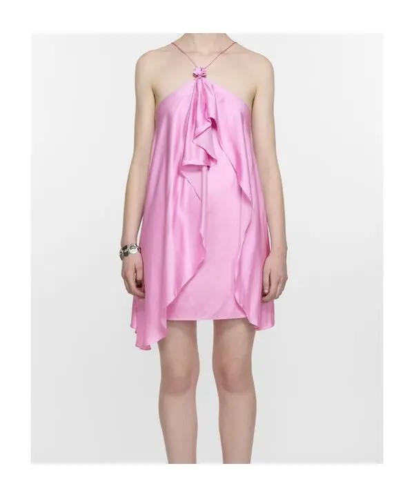 Acne Studios Halterneck Mini Dress With Draped Ruffle Detailing