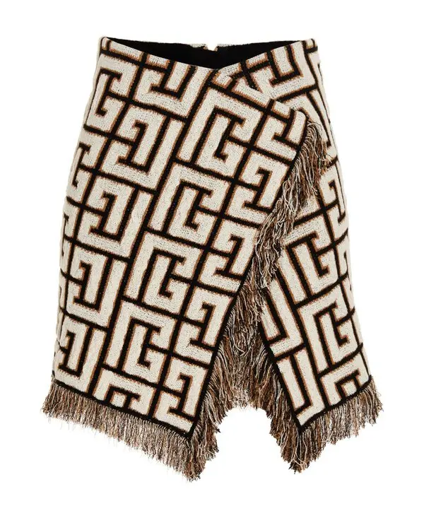 Balmain Maxi Monogram Wrap Skirt