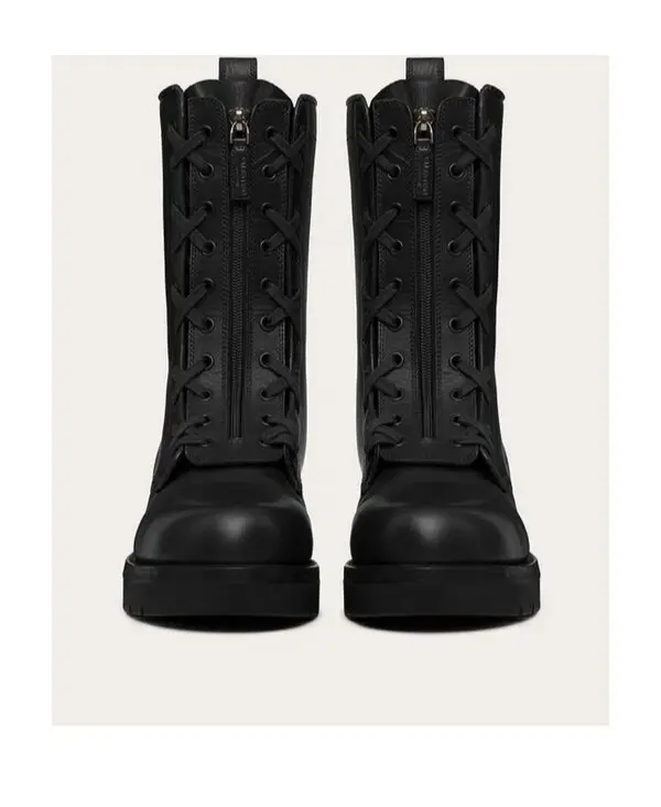 Valentino Garavani Xcombat Round Toe Lace-up Combat Boots