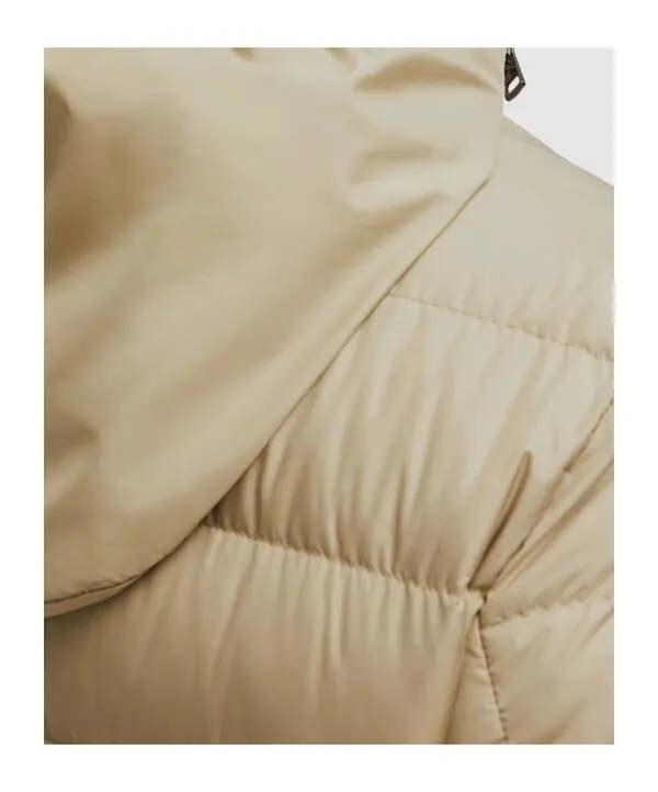 Moncler Malinvern Down Jacket With Hood And Leather Logo Patch - Light Brown