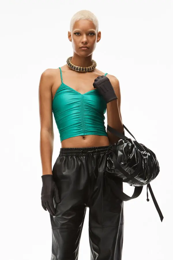 Alexander Wang Ruched V-neck Halter Tank Top