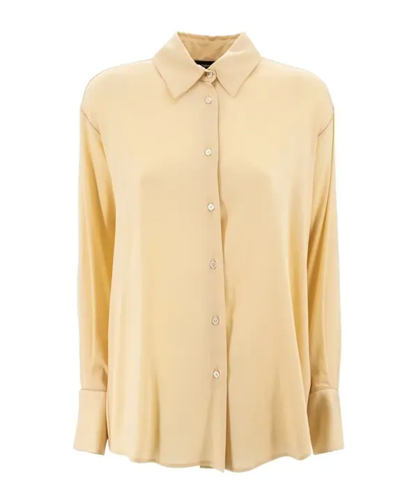 Fabiana Filippi Drop Shoulder Button-up Crepe Shirt - Beige