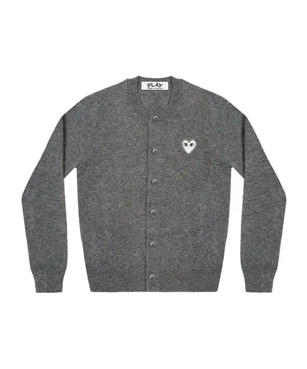 Play Comme Des Garcon Heart Logo Cardigan - Black