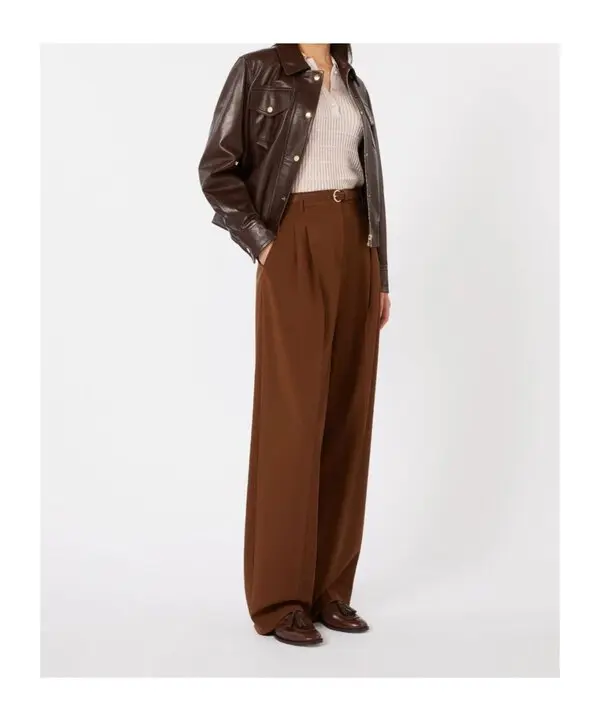 Max Mara Belted High-waisted Tapered Hem Pants - Chocolate-colored