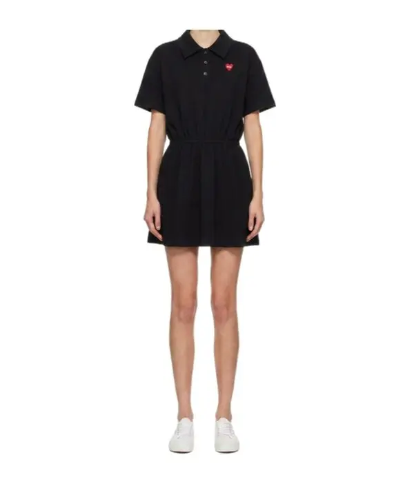 Marissa Chiara Waist Dress With Lapel Collar - Black