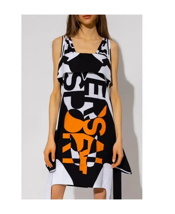 Burberry Sleeveless Slogan Print Mini Dress
