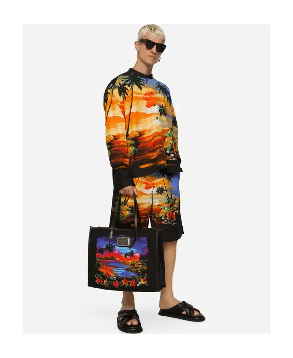 Dolce & Gabbana Sunset-print Collarless Shirt