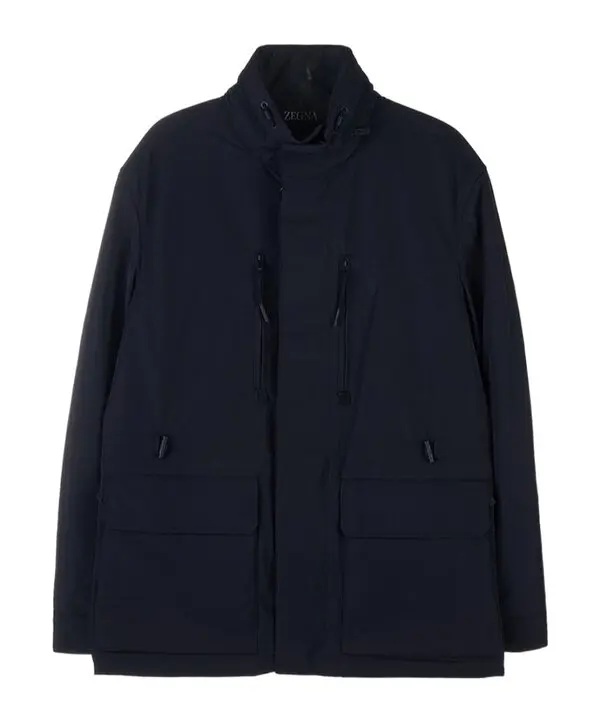 Zegna Long-sleeved Casual Jacket With Stand Collar And Zipper Pockets