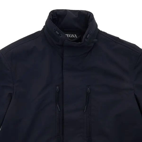 Zegna Long-sleeved Casual Jacket With Stand Collar And Zipper Pockets