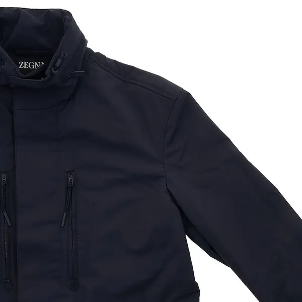 Zegna Long-sleeved Casual Jacket With Stand Collar And Zipper Pockets