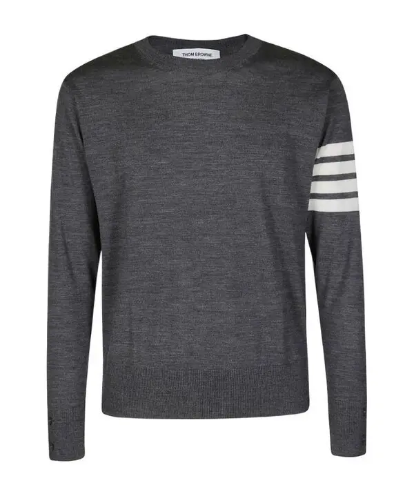 Thom Browne 4-bar Stripe Pullover Sweater - Medium Gray