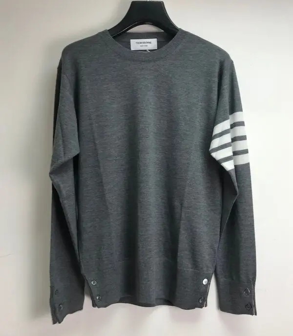 Thom Browne 4-bar Crewneck Pullover - Medium Gray