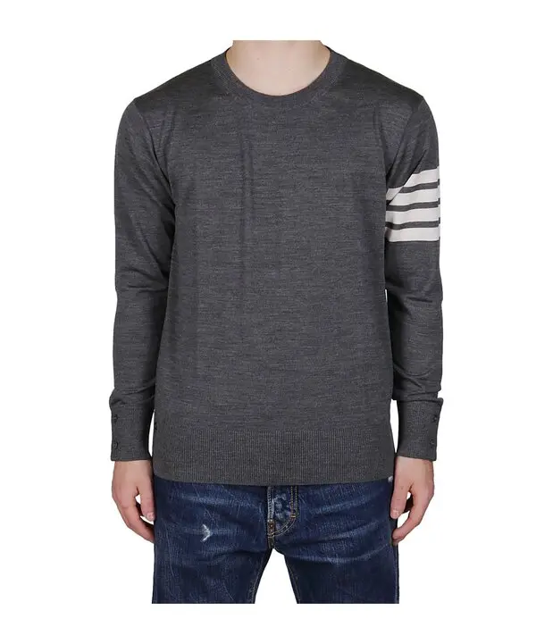 Thom Browne 4-bar Crewneck Pullover - Medium Gray