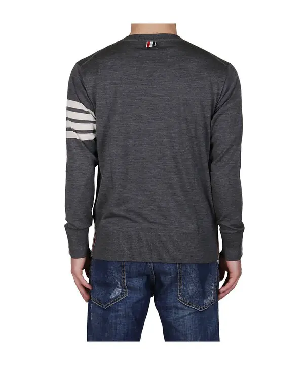 Thom Browne 4-bar Crewneck Pullover - Medium Gray