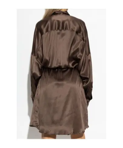 Dries Van Noten Long Sleeve Shirt Dress - Brown